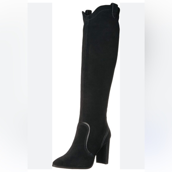 Splendid | Shoes | Splendid Knee High Black Suede Cowgirl Boot 75 ...